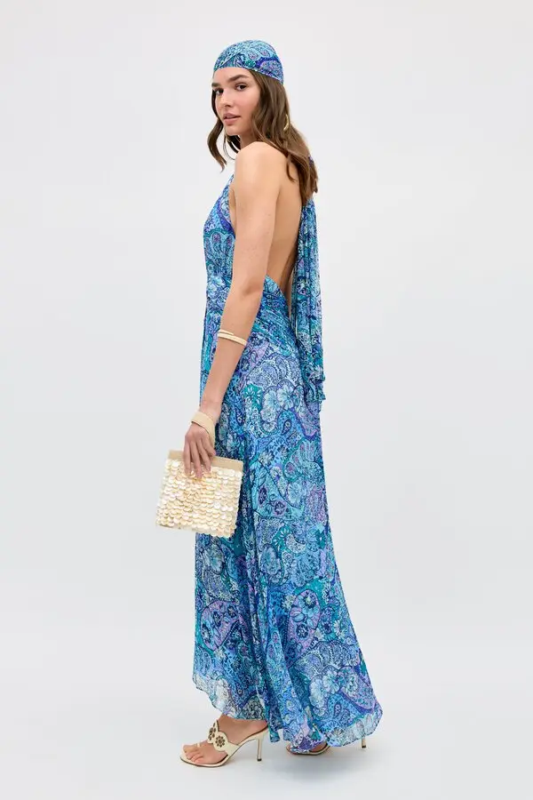 Rixo Alaina Paisley Floral Maxi Dress - Blue