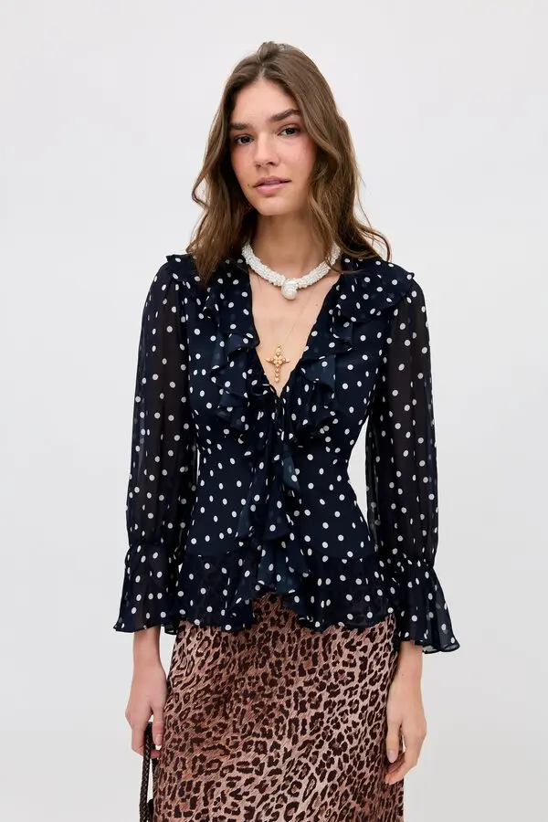 Rixo Layla Dot Regular Shirt