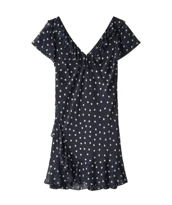 Rixo Tally Layla Dot Regular Dress - Navy