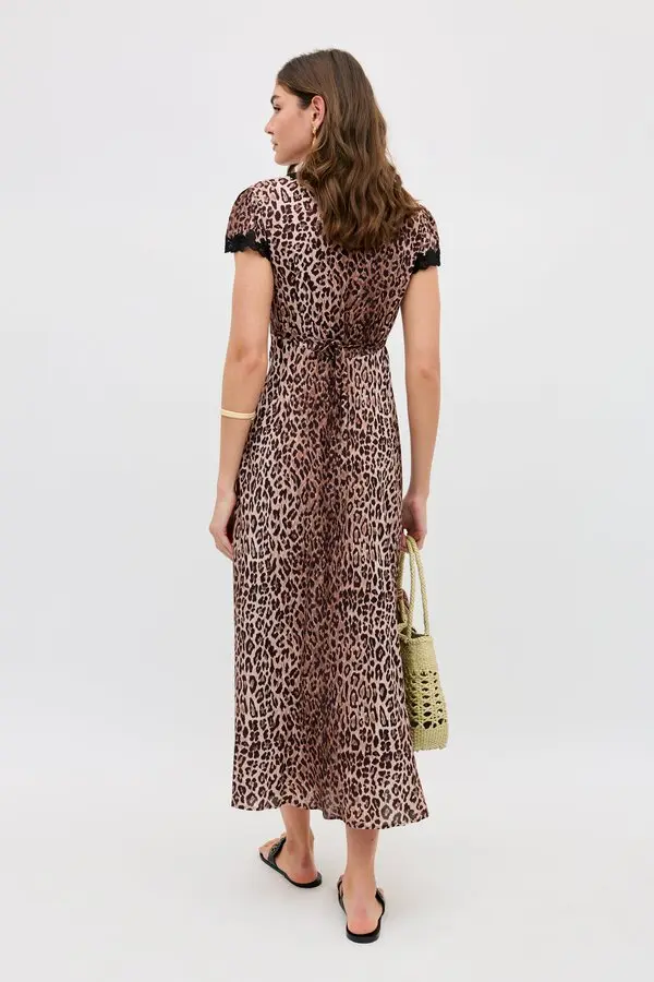 Rixo Clarice Leopard Print Midi Dress - Brown