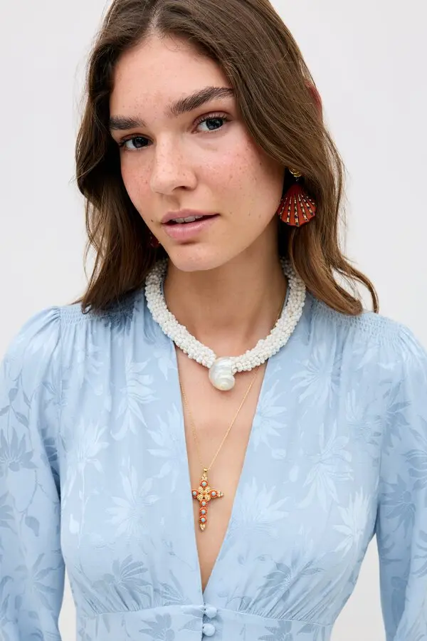 Rixo Lea Daisy Jacquard Bell Regular Top