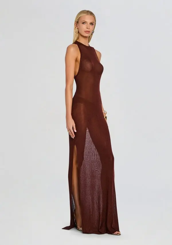 SEROYA Metallic Knit Maxi Dress