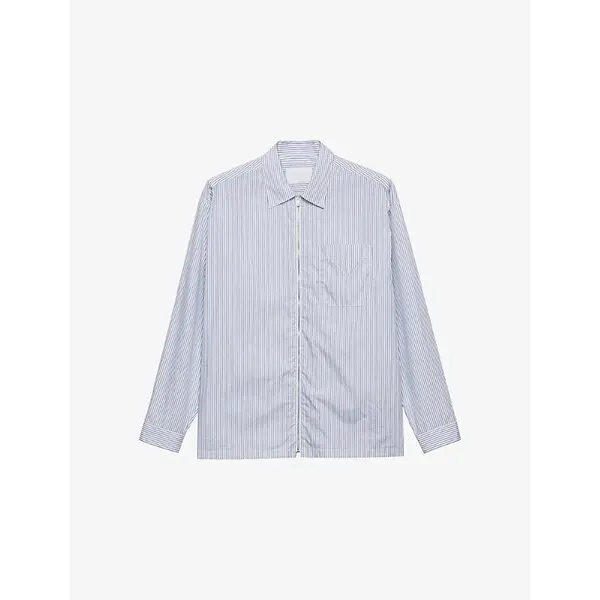 Prada Stripe-print Zipper Cotton Shirt - Blue