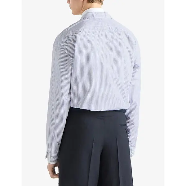 Prada Stripe-print Zipper Cotton Shirt - Blue