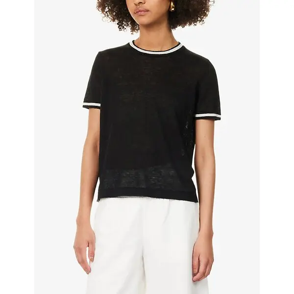 Max Mara Contrast-stripe Trim Linen Top