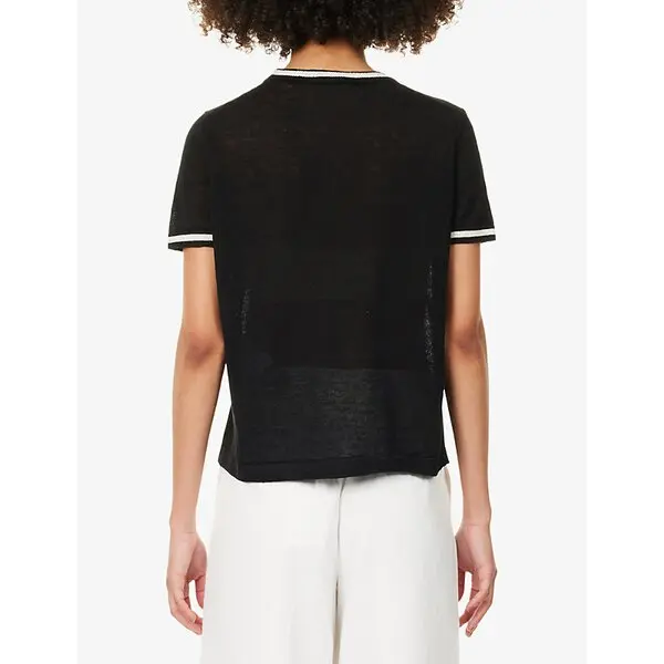 Max Mara Contrast-stripe Trim Linen Top