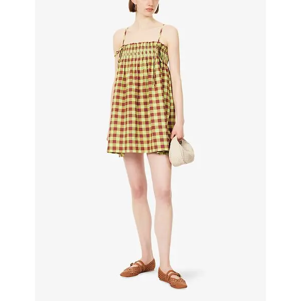 DAMSON MADDER Checked Cotton Mini Dress