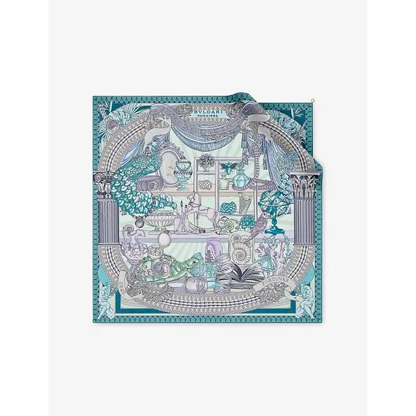 BVLGARI Curiosity Printed Square Silk-twill Scarf - Green
