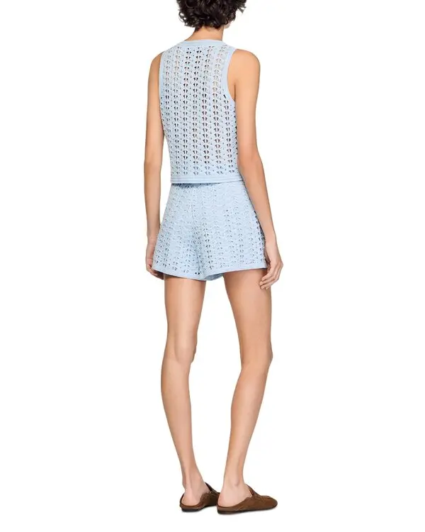 Sandro Beaded Crochet Cardigan - Sky Blue