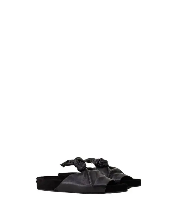 LANVIN Flat Leather Mules With Bow Detailing - Black
