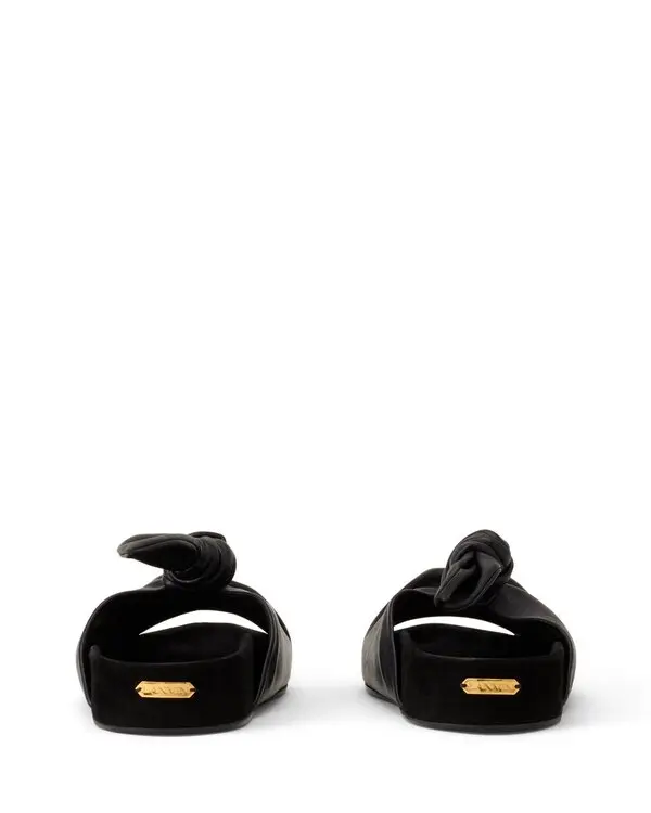 LANVIN Flat Leather Mules With Bow Detailing - Black