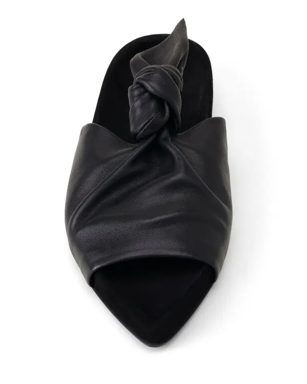 LANVIN Flat Leather Mules With Bow Detailing - Black