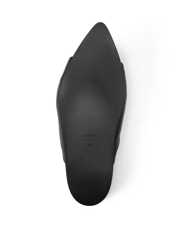 LANVIN Flat Leather Mules With Bow Detailing - Black