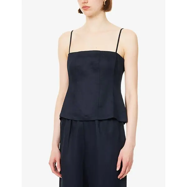 Jenni Kayne Spaghetti Strap Linen-blend Top