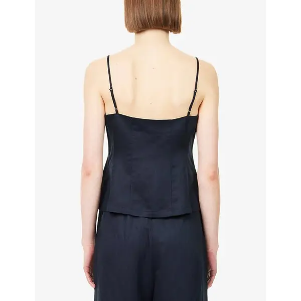 Jenni Kayne Spaghetti Strap Linen-blend Top