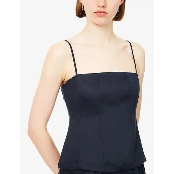 Jenni Kayne Spaghetti Strap Linen-blend Top