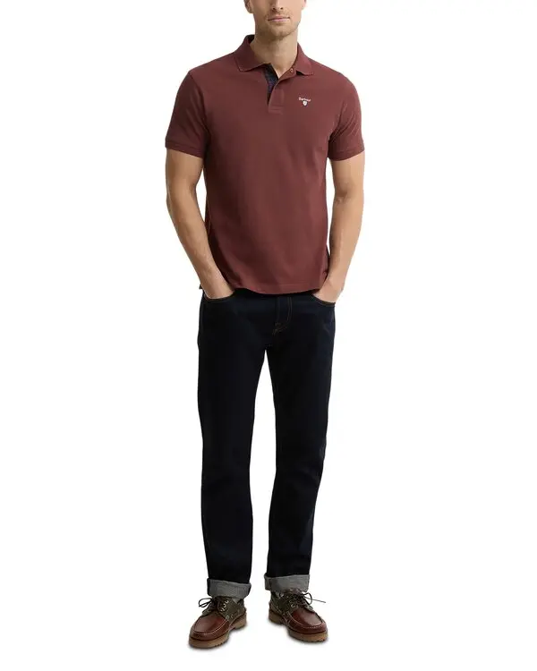 Barbour Tartan Pique Logo Polo Shirt - Burnt Pepper