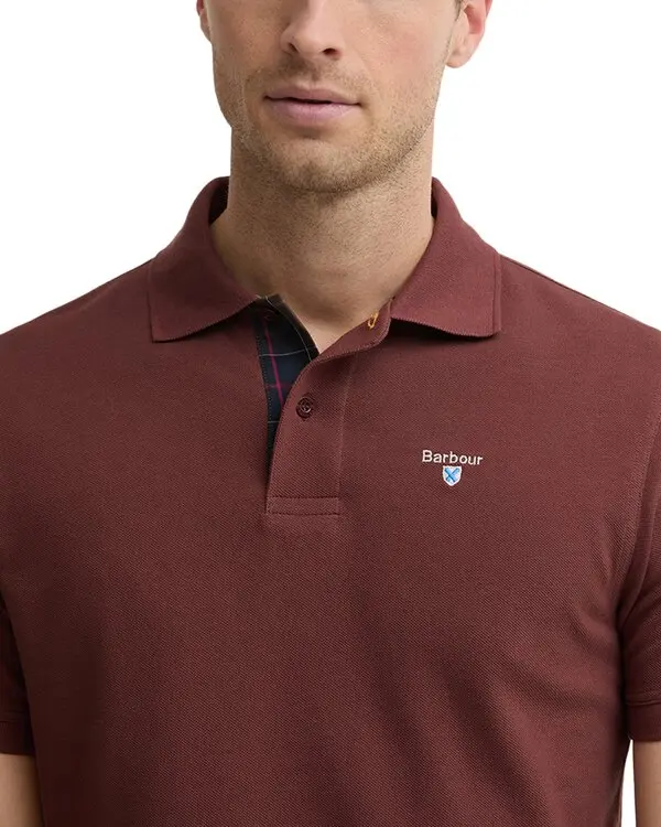 Barbour Tartan Pique Logo Polo Shirt - Burnt Pepper