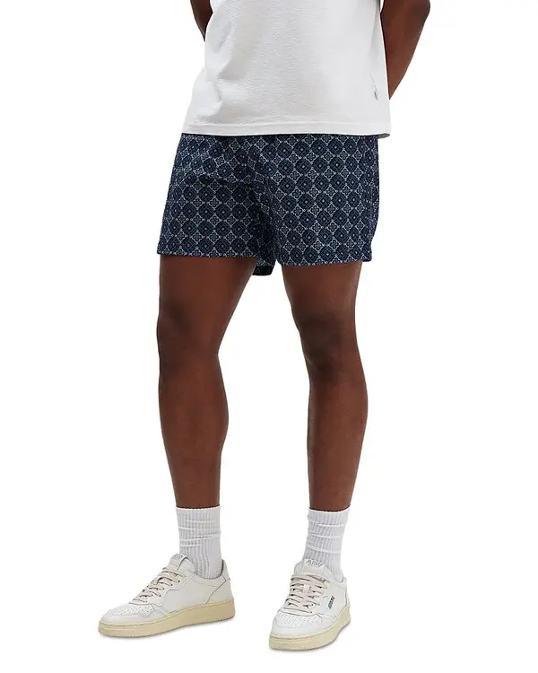 WAX LONDON Brockwell Geo Pattern Swim Shorts - Blue Tile