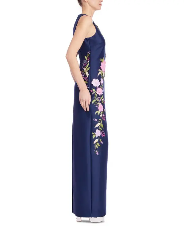 Badgley Mischka Appliqued Embroidered Column Gown