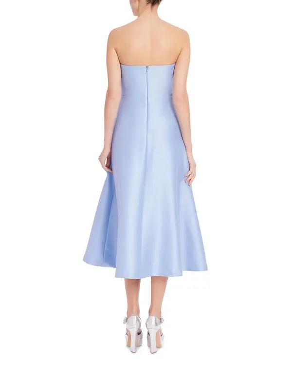 Badgley Mischka Appliqued Embroidered Strapless Midi Dress - Periwinkle