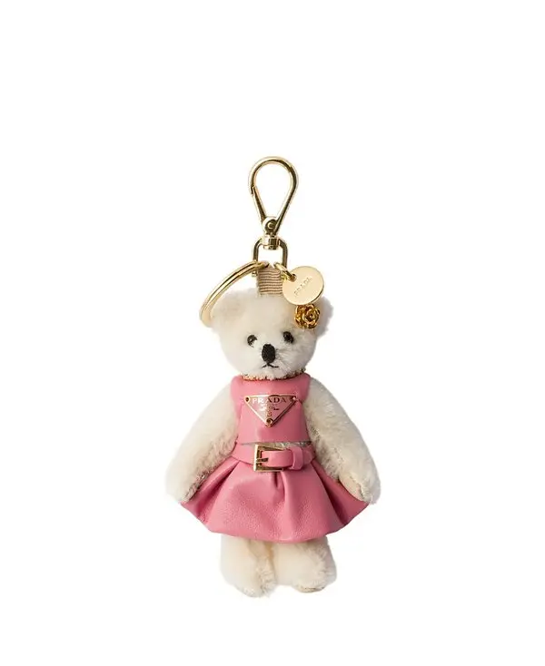 Prada Teddy Bear Charm With Nappa Leather Dress - White
