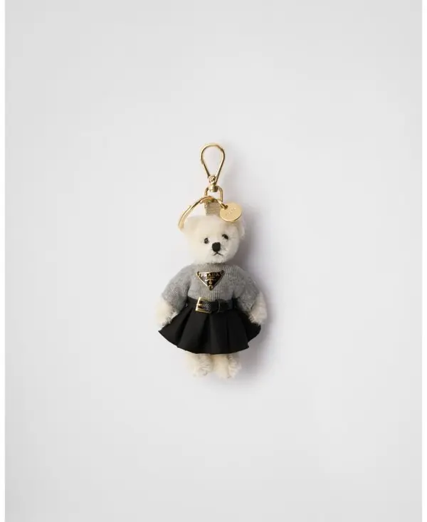 Prada Teddy Keychain Charm - White