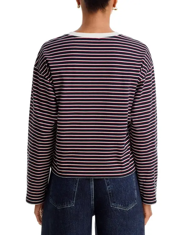 Rag & Bone Kelly Stripe Boxy Jersey Tee - Navy Multi