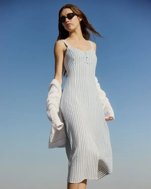 Splendid Madelyn Striped Midi Dress - White/azure