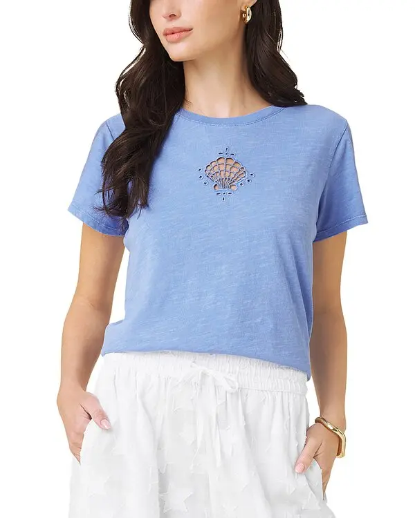 Splendid Seashell Embellished Tee - Azure