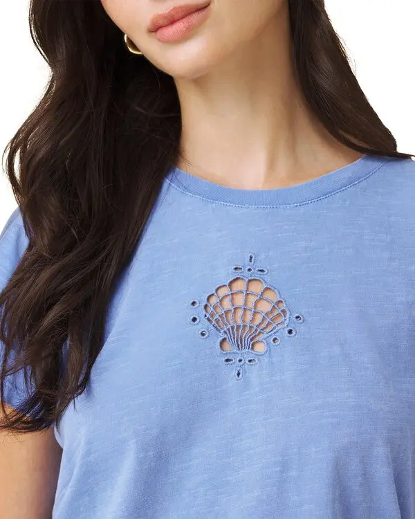 Splendid Seashell Embellished Tee - Azure