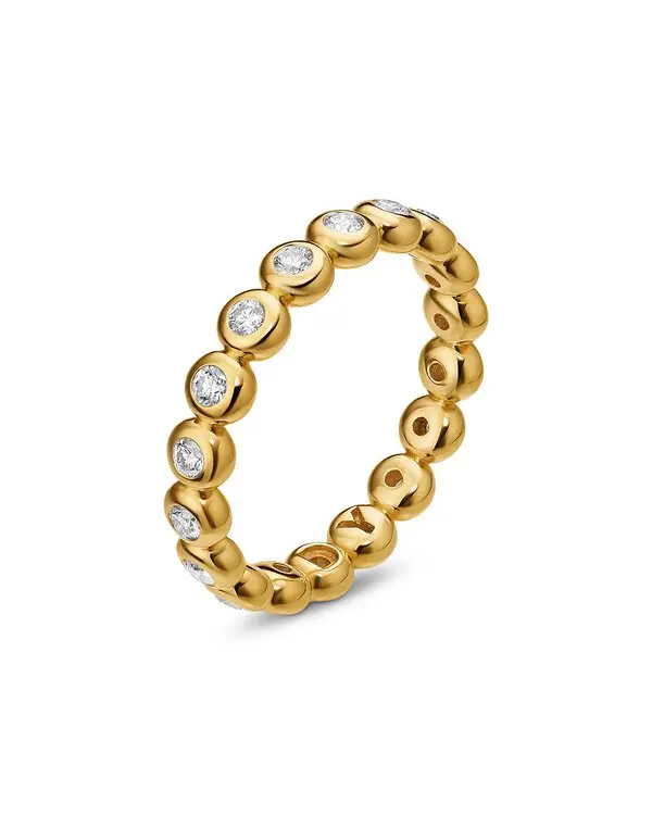 David Yurman Bezel Set Band Ring In 18k Yellow Gold With Diamonds