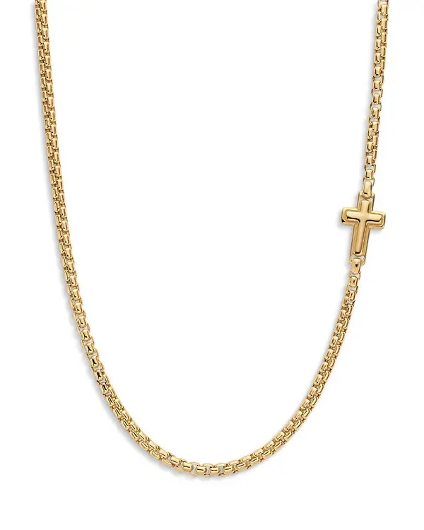 David Yurman Cross Station Necklace In 18k Yellow - Gold