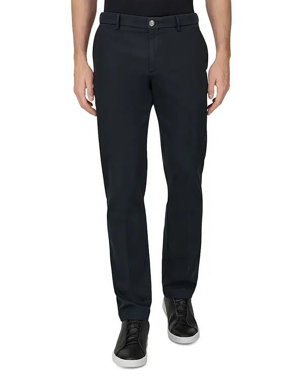 Boggi Milano Panama Regular Fit Stretch Cotton Trousers - Black