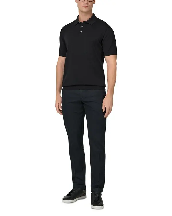Boggi Milano Panama Regular Fit Stretch Cotton Trousers - Black