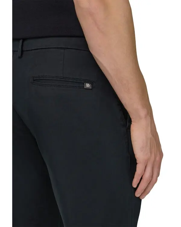 Boggi Milano Panama Regular Fit Stretch Cotton Trousers - Black