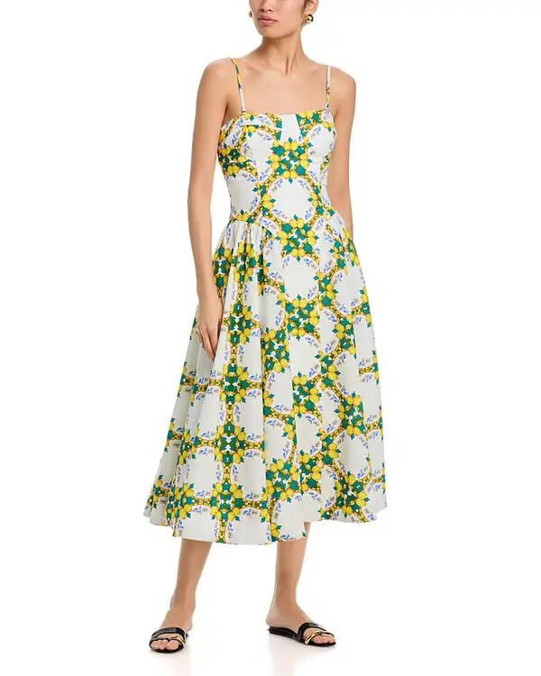 MILLY Livna Printed Midi Dress - Yellow Multi