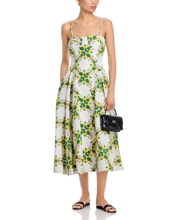 MILLY Livna Printed Midi Dress - Yellow Multi