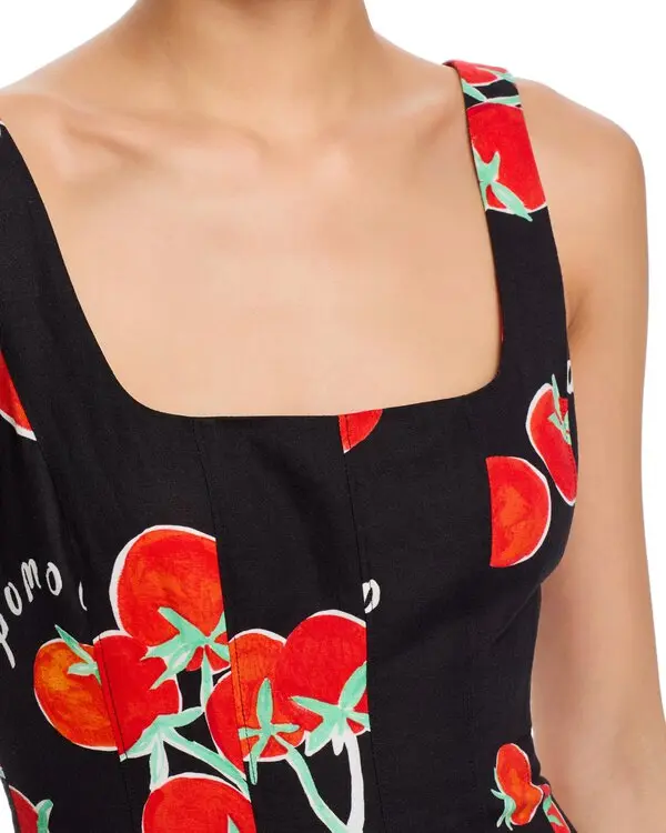 MILLY Printed Midi Dress - Black/red