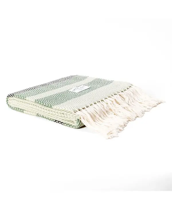 ETTITUDE Luxe Bamboo Stripe Throw Blanket - Fern Forest