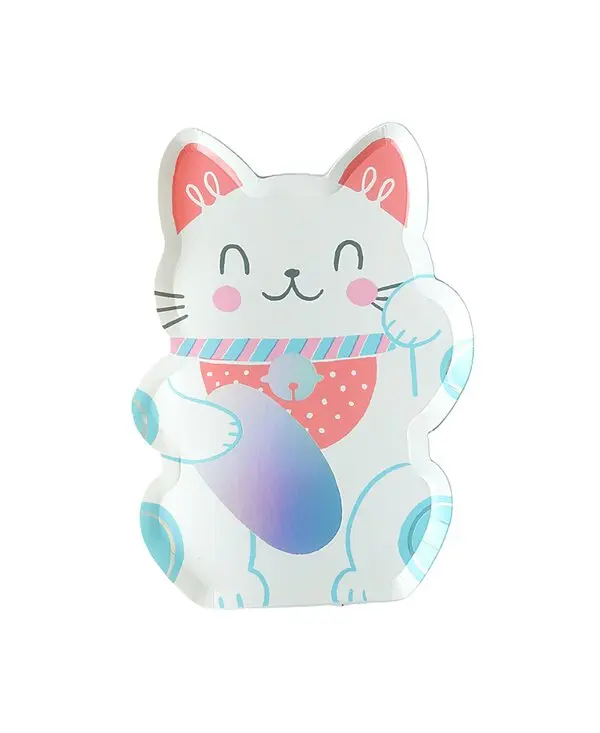 JOLLITY & CO Lucky Me Cat Large Paper Plates, Set Of 8 - Waving Cats Large Paper Plates