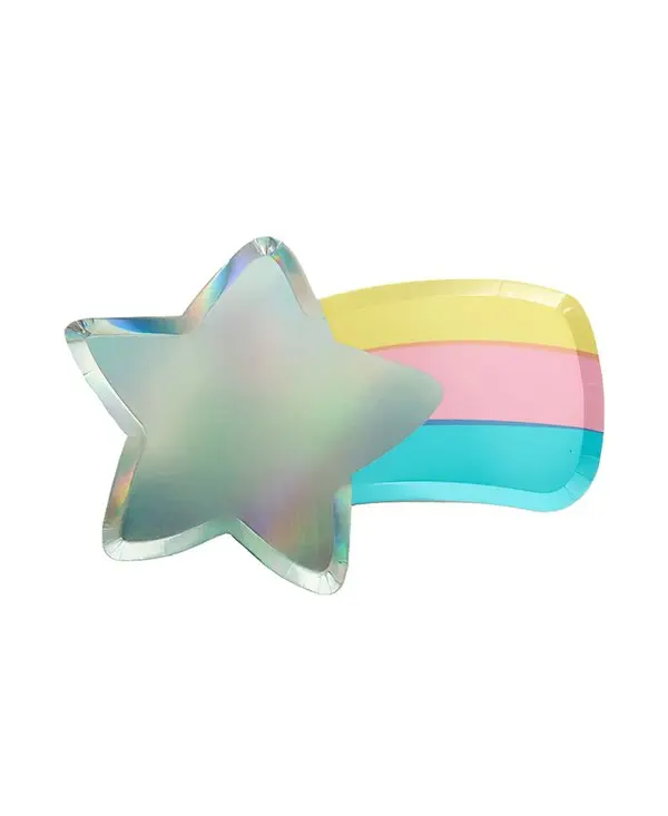 JOLLITY & CO Lucky Me Shooting Star Large Paper Plates, Set Of 8 - Shooting Star Paper Plates