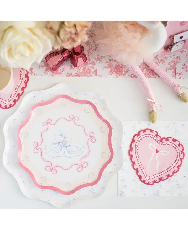 JOLLITY & CO Love Birds Large Paper Plates, Set Of 8 - White