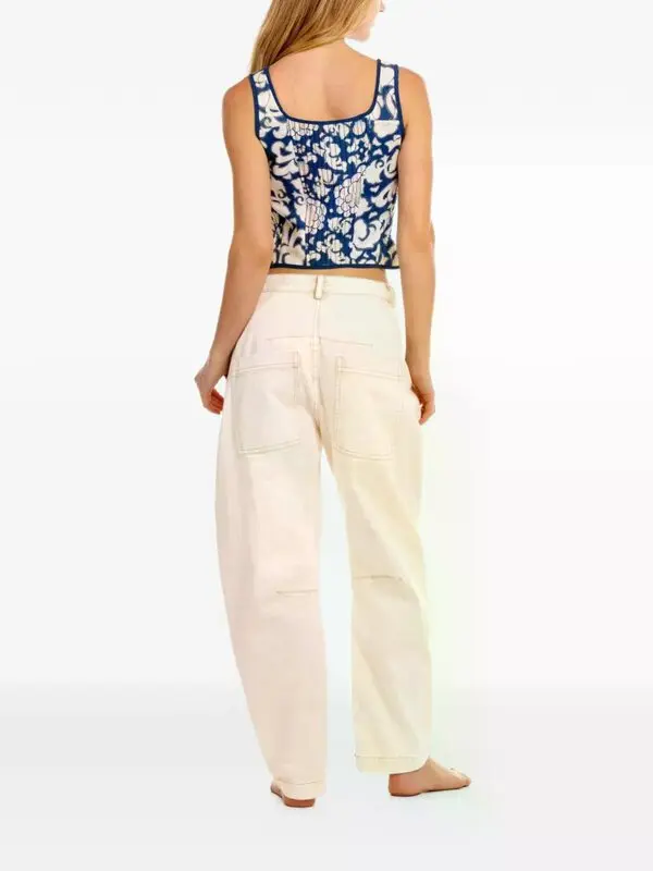 Agua Bendita Fallon Floral Embroidered Trousers