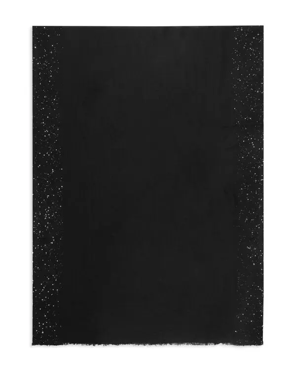 Echo Sequin Gauze Wool Wrap - Black