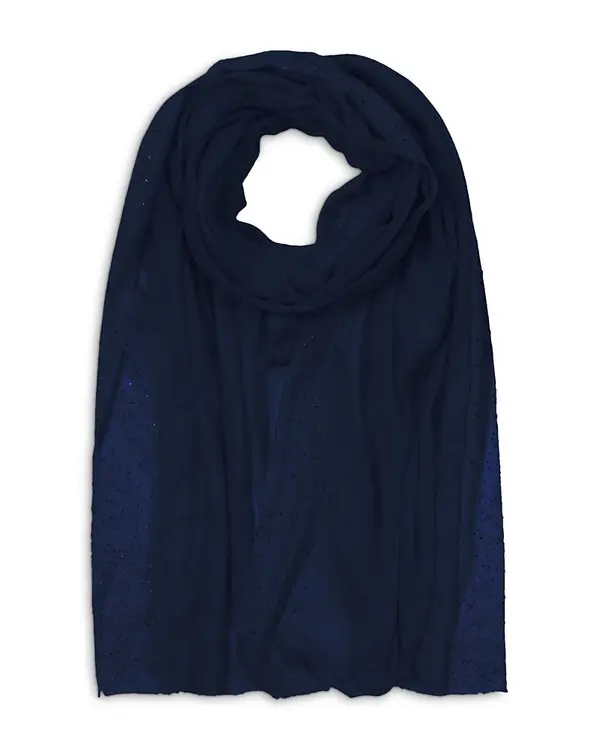 Echo Sequin Gauze Wool Wrap - Navy