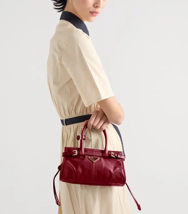 Prada Mini Leather Bonnie Top-handle Bag - Red
