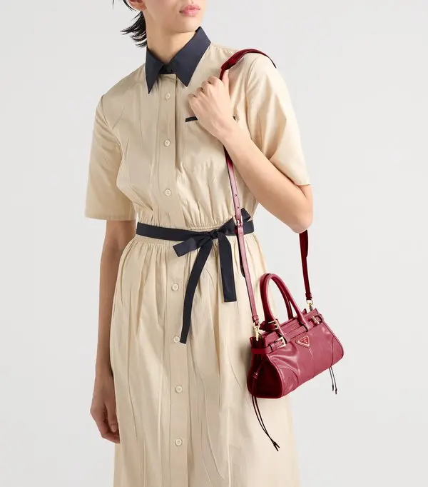 Prada Mini Leather Bonnie Top-handle Bag - Red