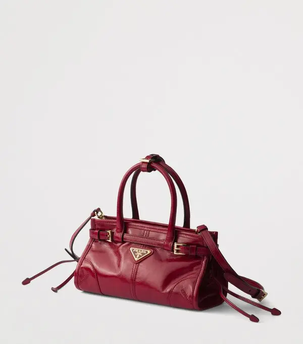 Prada Mini Leather Bonnie Top-handle Bag - Red