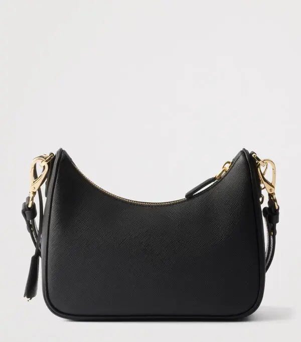 Prada Mini Saffiano Leather Shoulder Bag With Chain Strap - Black